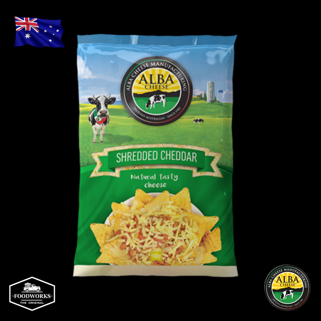 Alba Shredded Cheddar 500g เชดด้าชีส แบบขูด 500 กรัม | The Foodworks